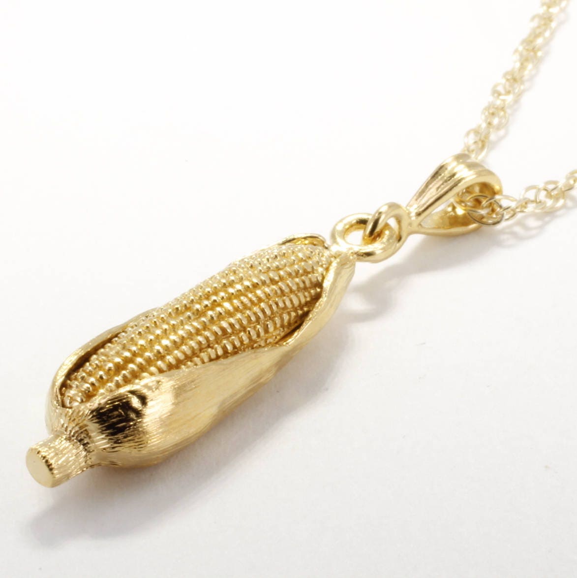 Large 14kt Gold Vermeil Corn Necklace Unique Corn Farmer Gold - Etsy