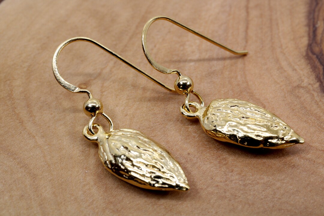Gold Almond Earrings in Smaller Size, 14kt Gold Vermeil Almonds ...