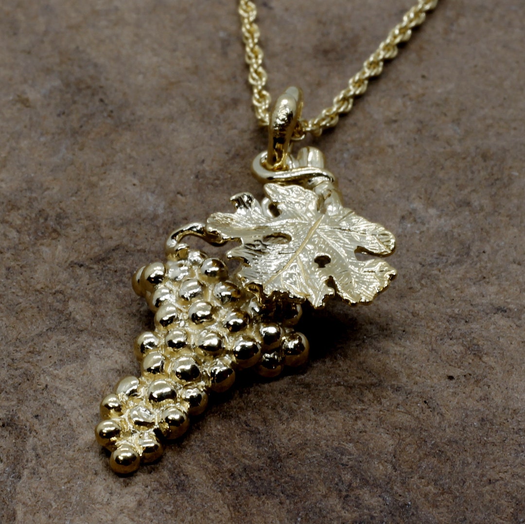 Gold Grape Cluster Necklace: 14kt Vermeil Pendant, All Precious Metals ...