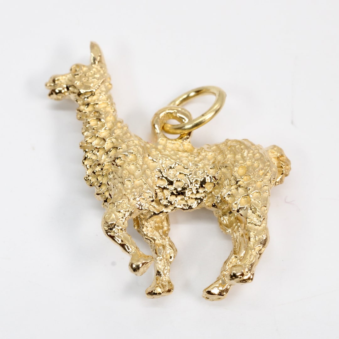 Large Gold Alpaca Charm for Her Charm Bracelet, 14kt Gold Alpaca Gift ...