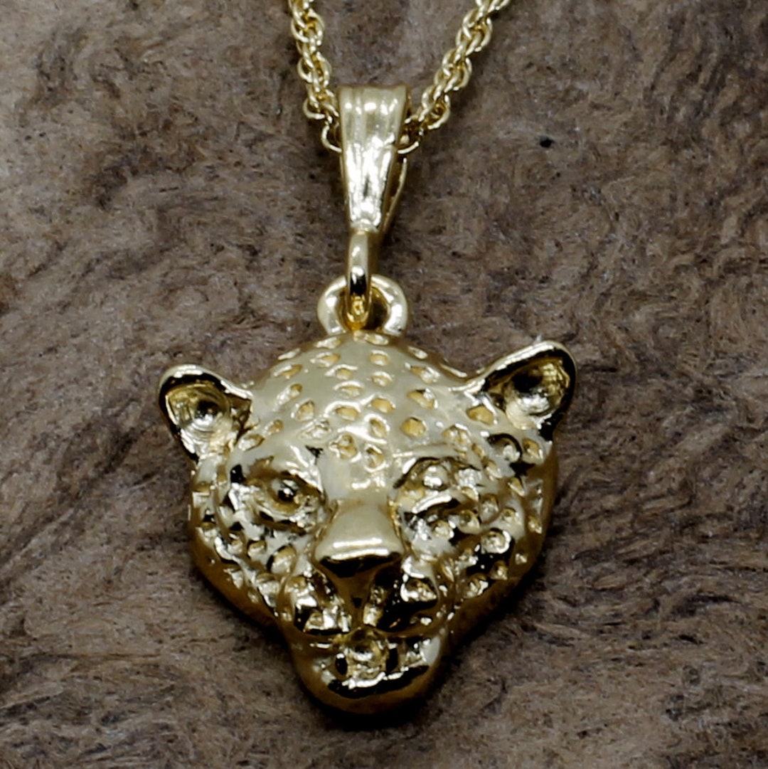 Leopard Head Necklace: 14kt Gold Vermeil, Wild Cat Jewelry, All ...