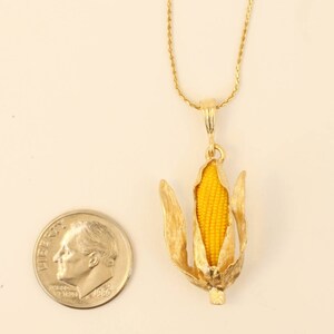 Corn Jewelry, Large 14kt Gold Corn Cob Necklace With Corn Meal Cob ...