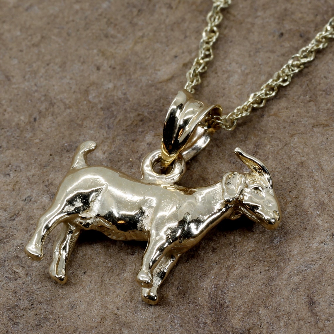 Gold Goat Necklace Goat Lover Gift for Her With a Solid 14kt | Etsy