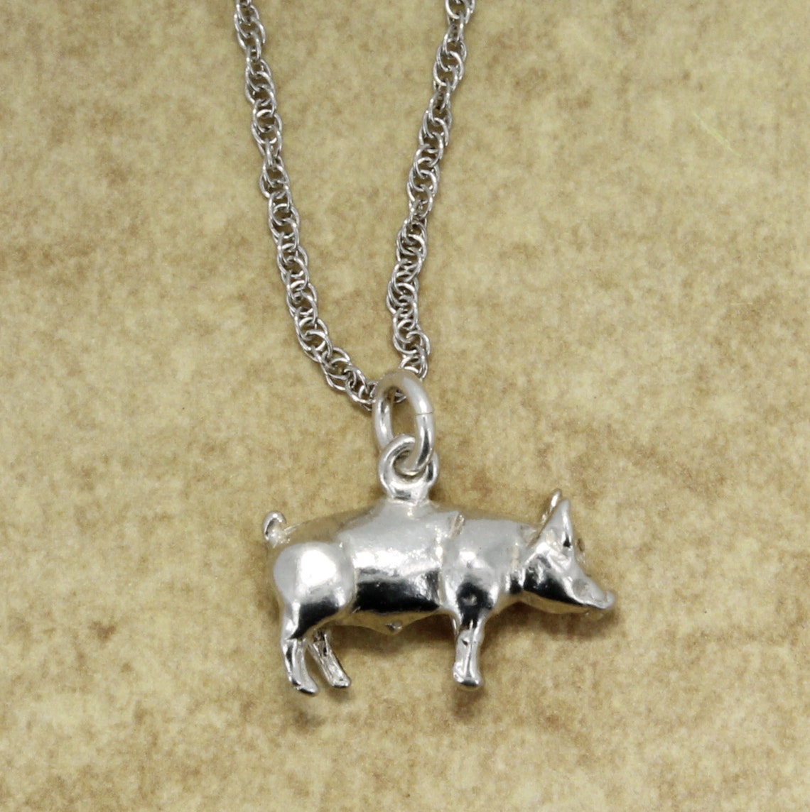 Pig Necklace Sterling Silver Pig Necklace With 18 Chain | Etsy
