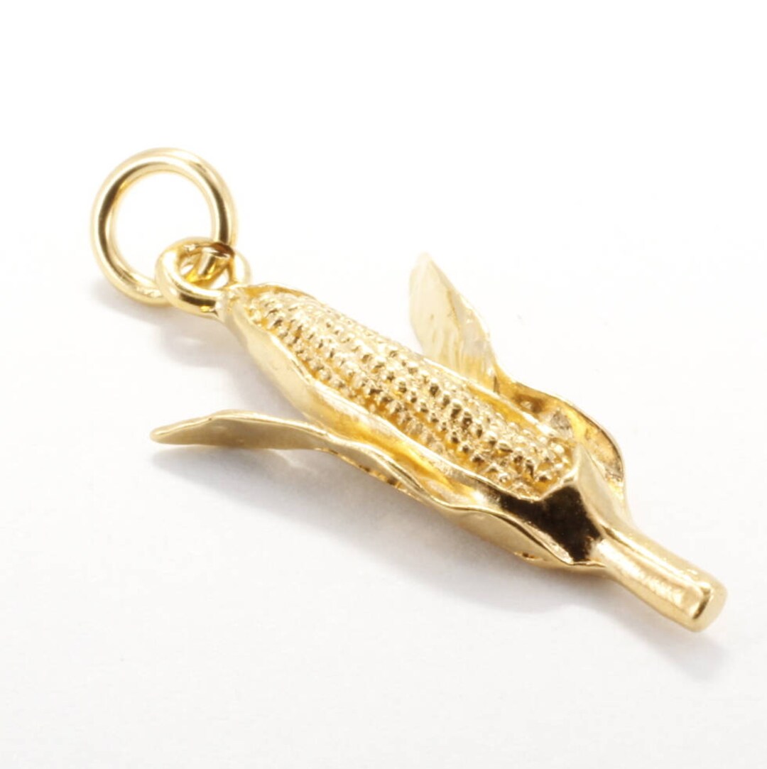 Gold Corn Charm Made in 14kt Gold Vermeil: Unique Farmer Jewelry, All ...