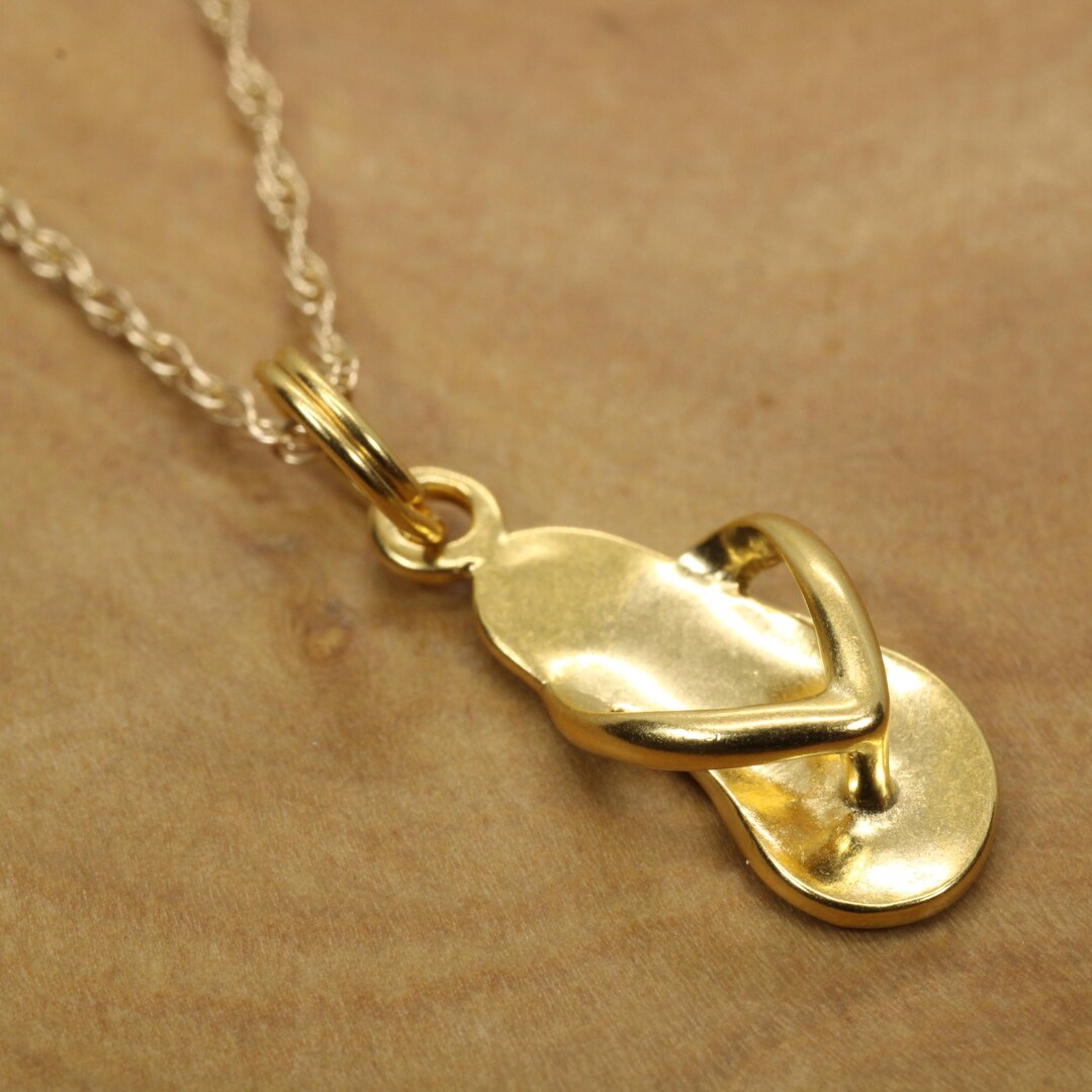 Gold Flip Flop Necklace Made in 14kt Gold Vermeil: Beach Sandal Pendant ...
