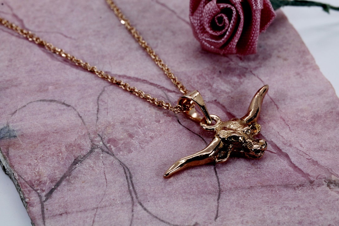 14kt Rose Gold Texas Longhorn Necklace: 3D Football Fan Gift - Etsy