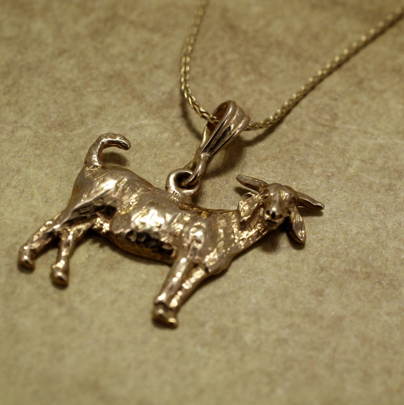 Gold Goat Necklace for her Gift for Goat Lover 14kt Solid | Etsy