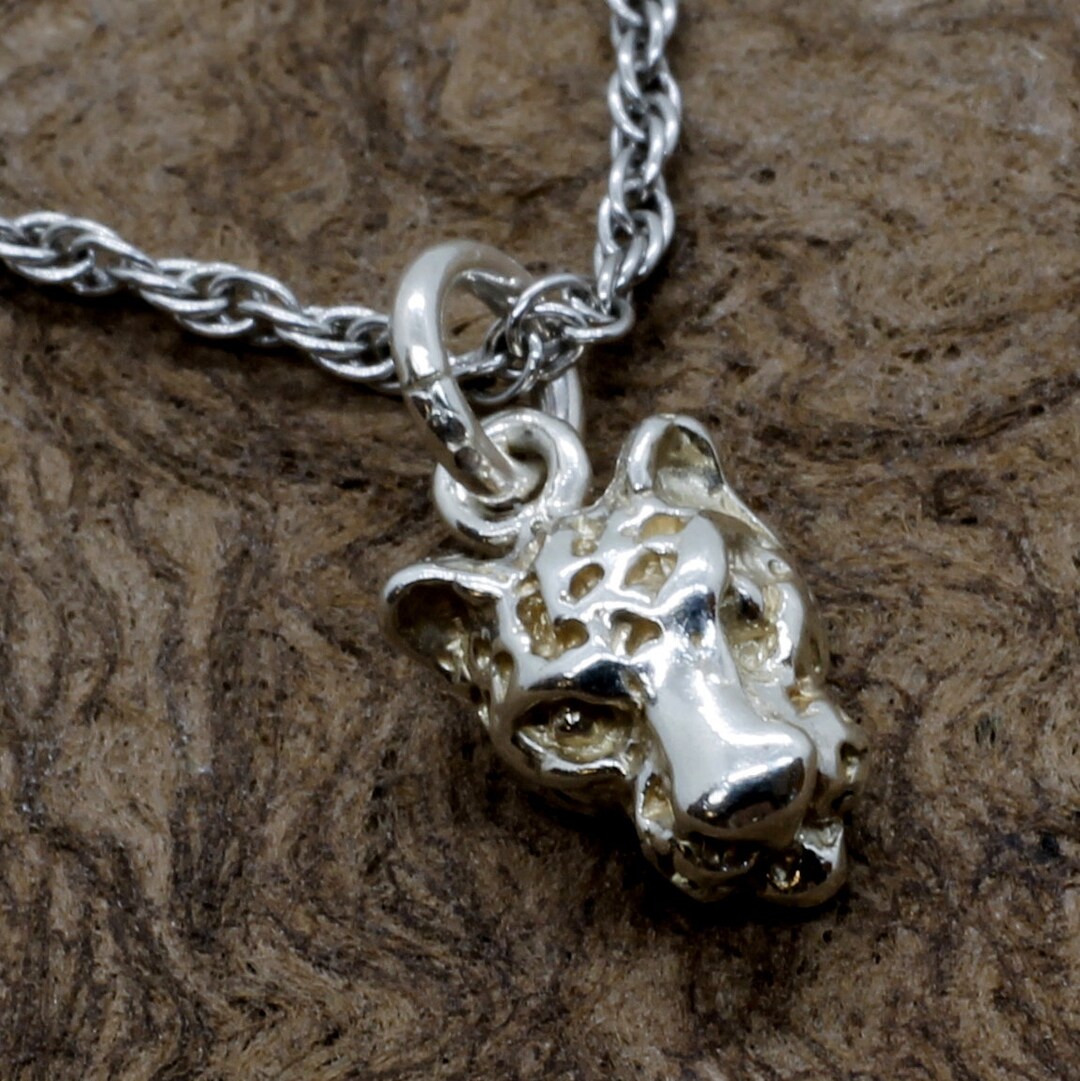 Sterling Silver Leopard Head Necklace: Hand Carved Wild Cat Pendant - Etsy