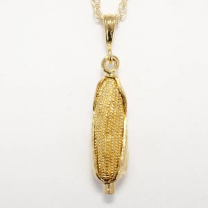 Large 14kt Gold Vermeil Corn Necklace, Unique Corn Farmer Gold Necklace ...