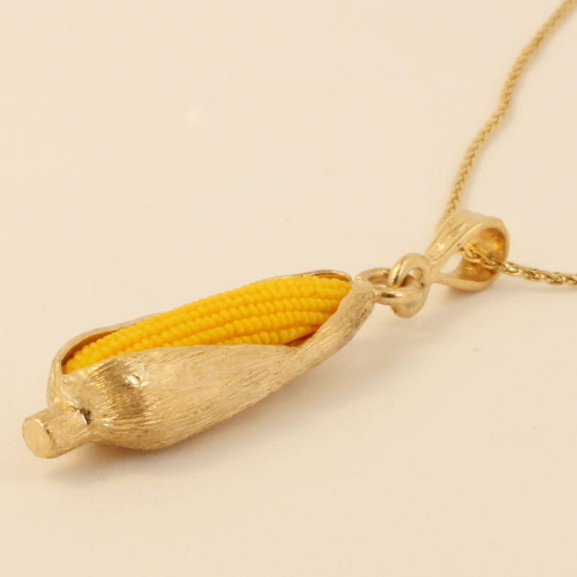 Corn Jewelry Large 14kt Gold Corn Cob Necklace with 18 | Etsy
