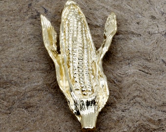 14kt Gold Vermeil Corn Charm With Husks Spread Open for | Etsy