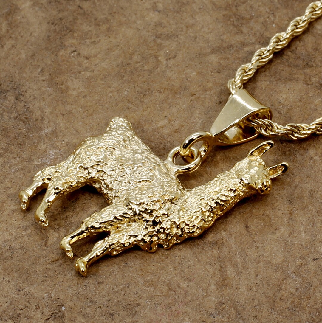 Gold Llama Necklace for Man or Woman, Giant Size 14kt Gold Vermeil ...