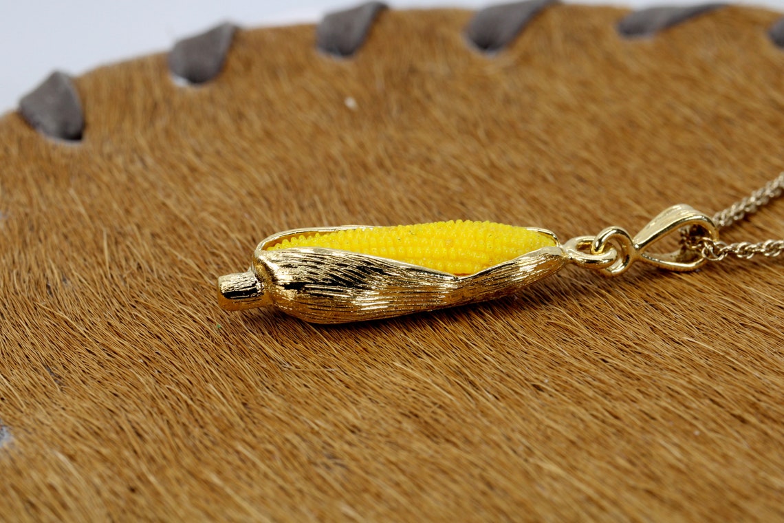 Gold Vermeil Corn Necklace: Unique Yellow Cob Pendant All Precious ...