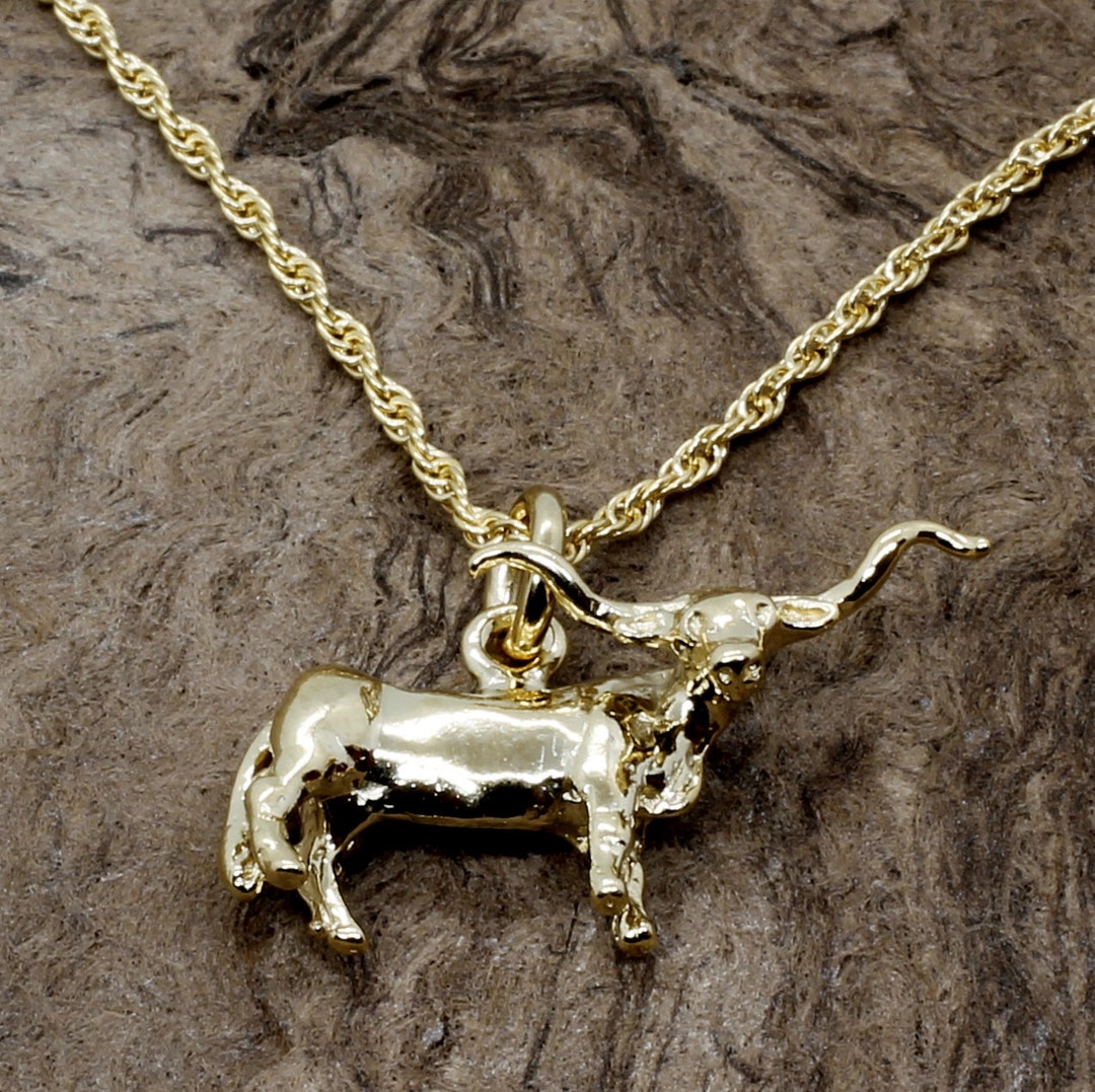 Gold Texas Longhorn Jewelry for Her,14kt Yellow Gold Vermeil Texas ...