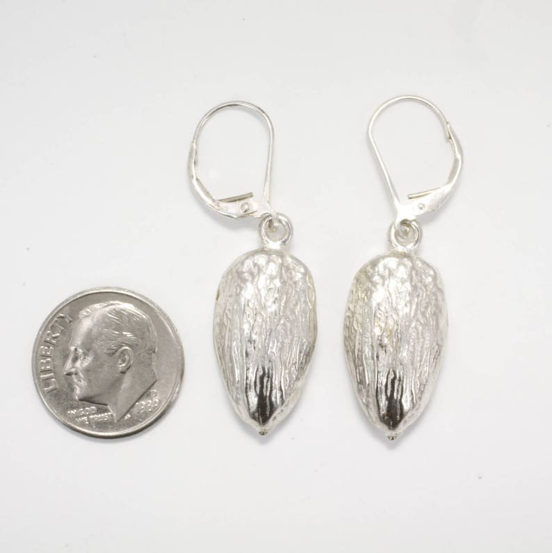 Almond Earrings Actual Size 925 Sterling Silver Almond Dangle - Etsy