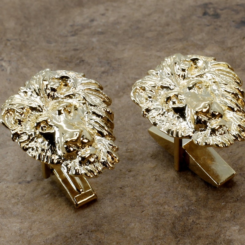 Gold Lion Cufflinks - Etsy