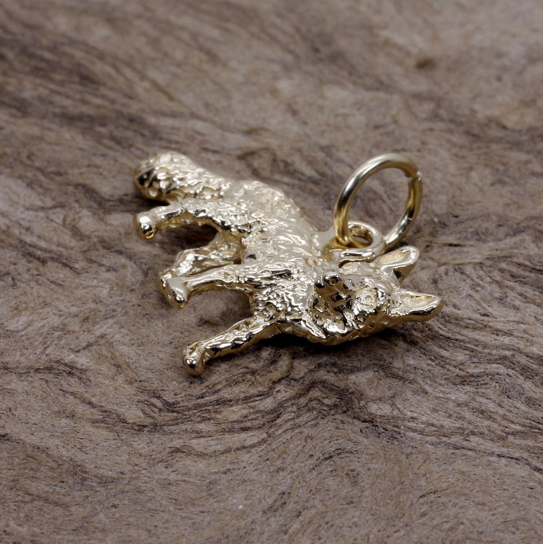 Gold Fox Charm for Her Charm Bracelet, 14kt Solid Gold 3-D Fox Charm ...