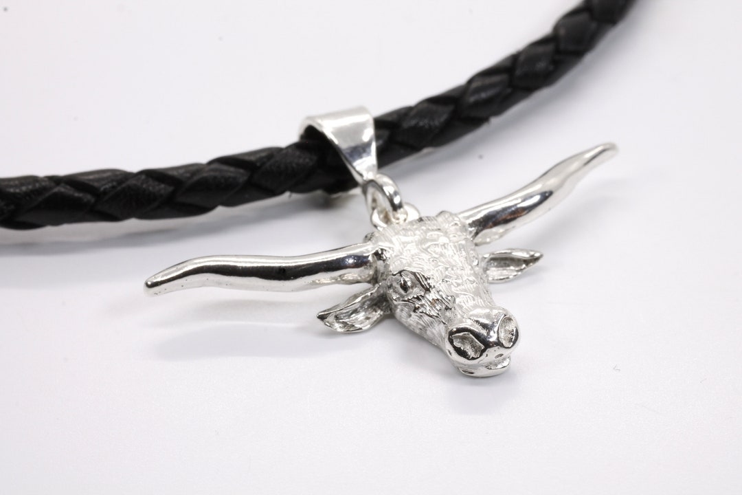 Sterling Silver Longhorn Head Necklace: Texas Steers Logo Jewelry - Etsy