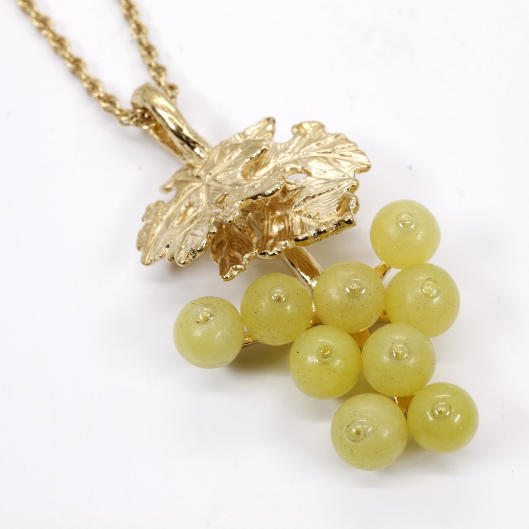 Green Grape Necklace and Earring Set of Grape Cluster Jewelry Made in ...