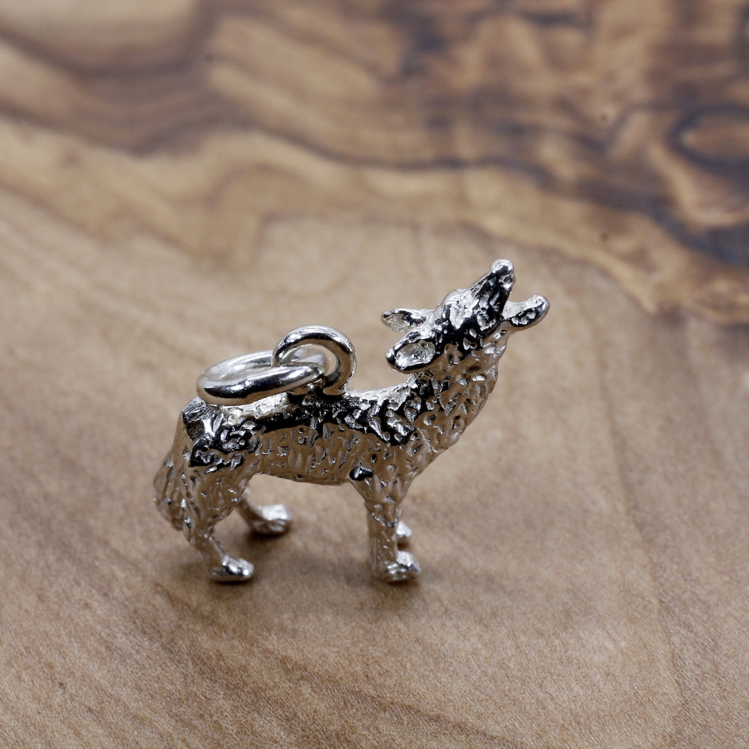 Sterling Silver Howling Coyote Charm: 3D Wildlife Animal - Etsy