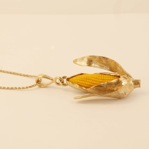 Corn Jewelry, Large 14kt Gold Corn Cob Necklace With Corn Meal Cob ...