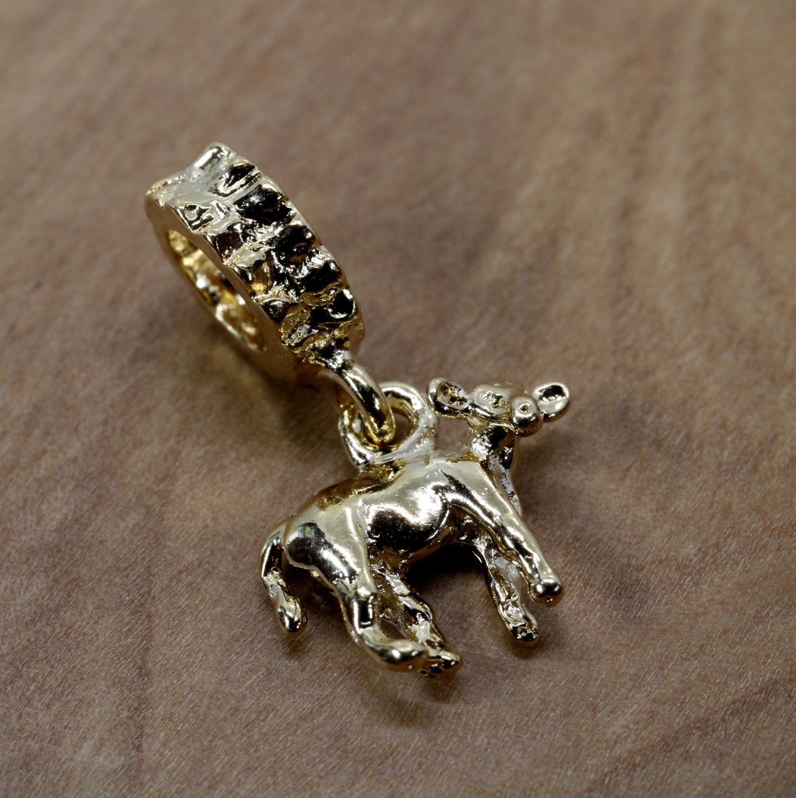 Gold Tiny Calf Slide Charm for Her Slide Bracelet 14kt Gold - Etsy