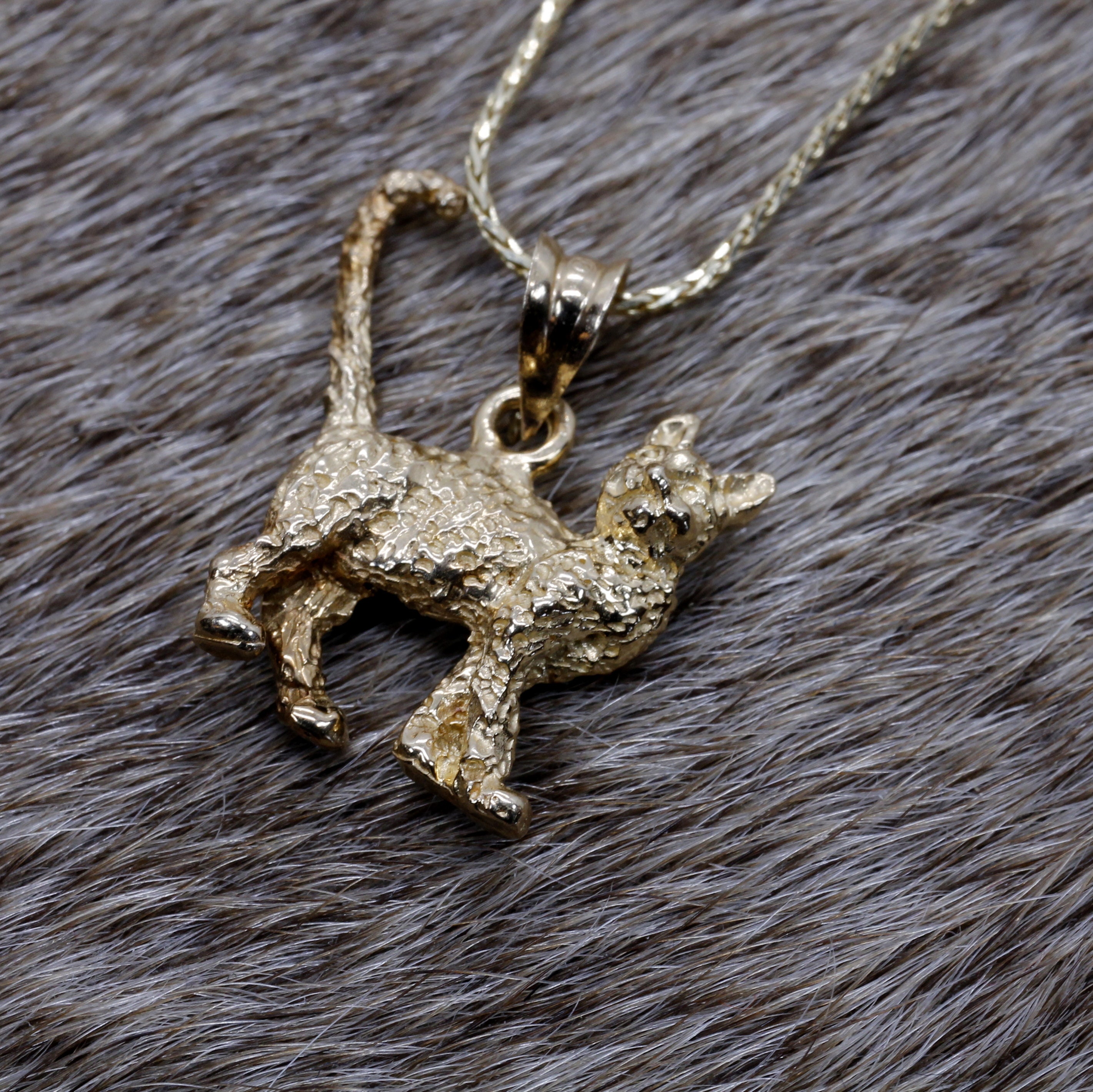 Gold Cat Necklace for Her 14kt Solid Gold 3-D House Cat Gift - Etsy