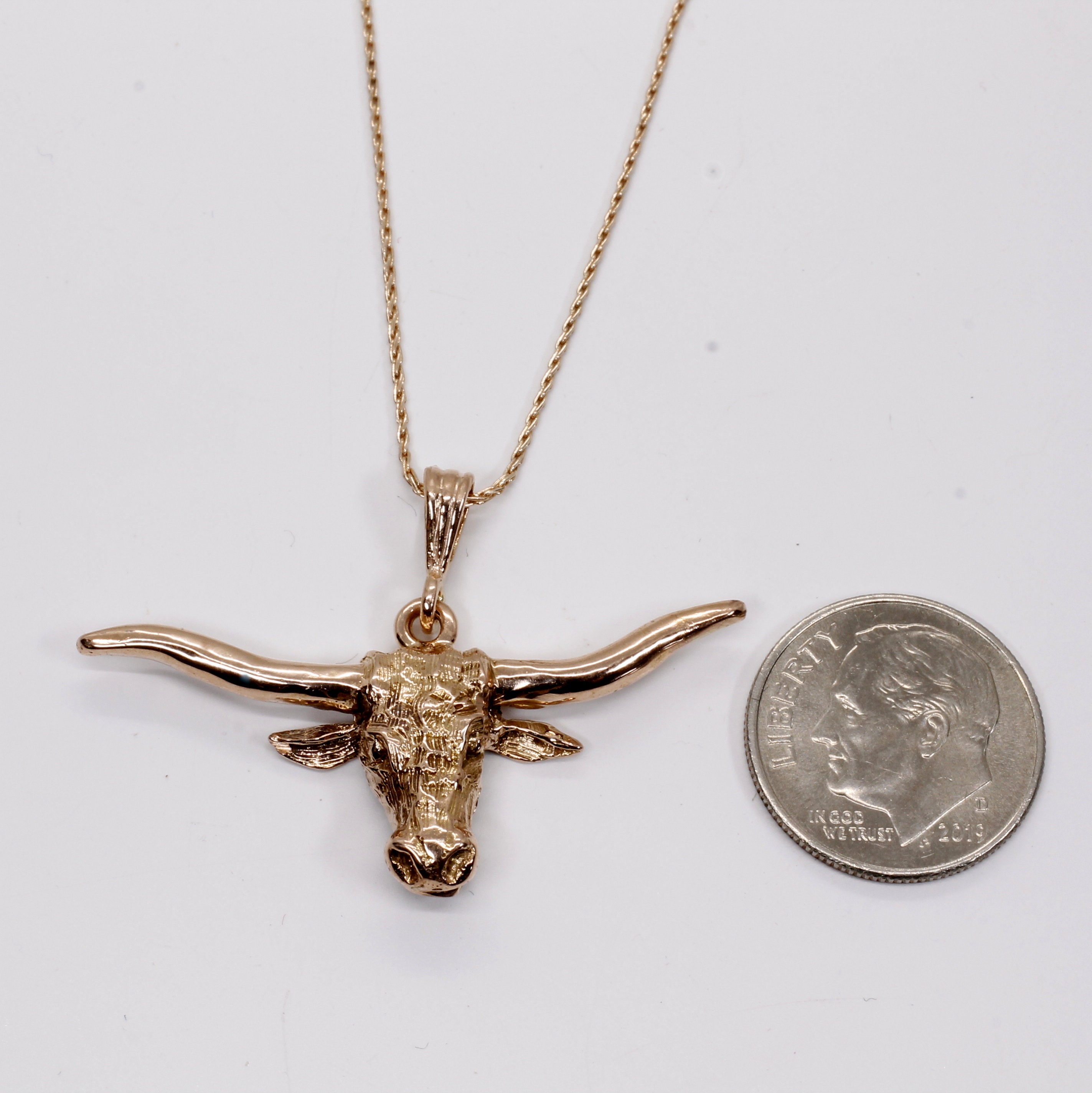 Rose Gold Texas Longhorn Necklace for Him or Her Burnt Orange | Etsy