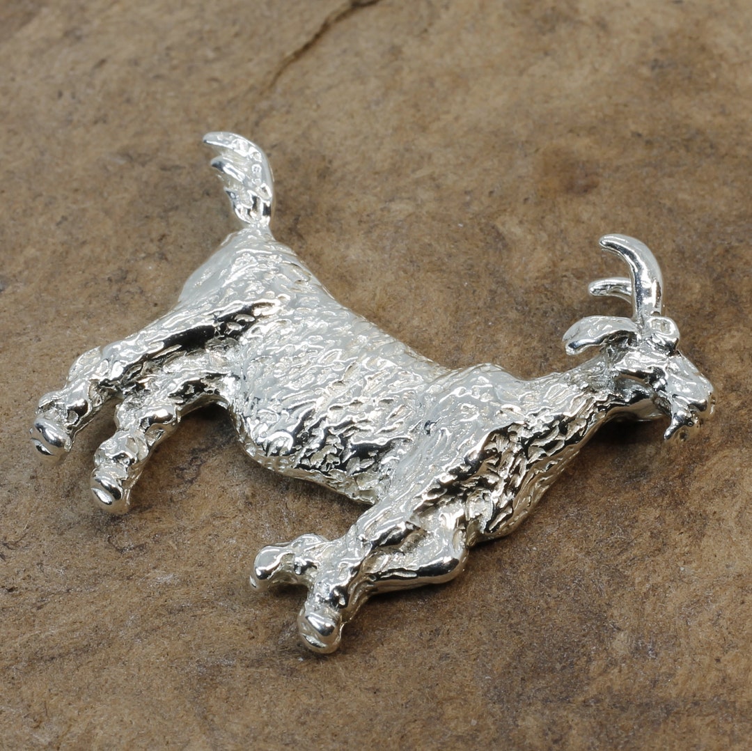 Large Sterling Silver Billy Goat Tie Tack - Hand Carved Lapel Pin - Etsy