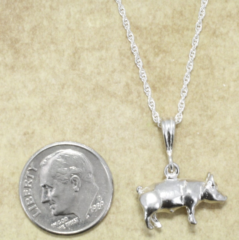 Pig Necklace Sterling Silver Pig Necklace With 18 Chain | Etsy