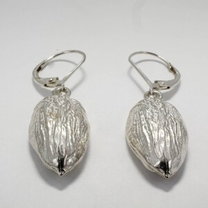 Almond Earrings, Actual Size 925 Sterling Silver Almond Dangle Earrings ...