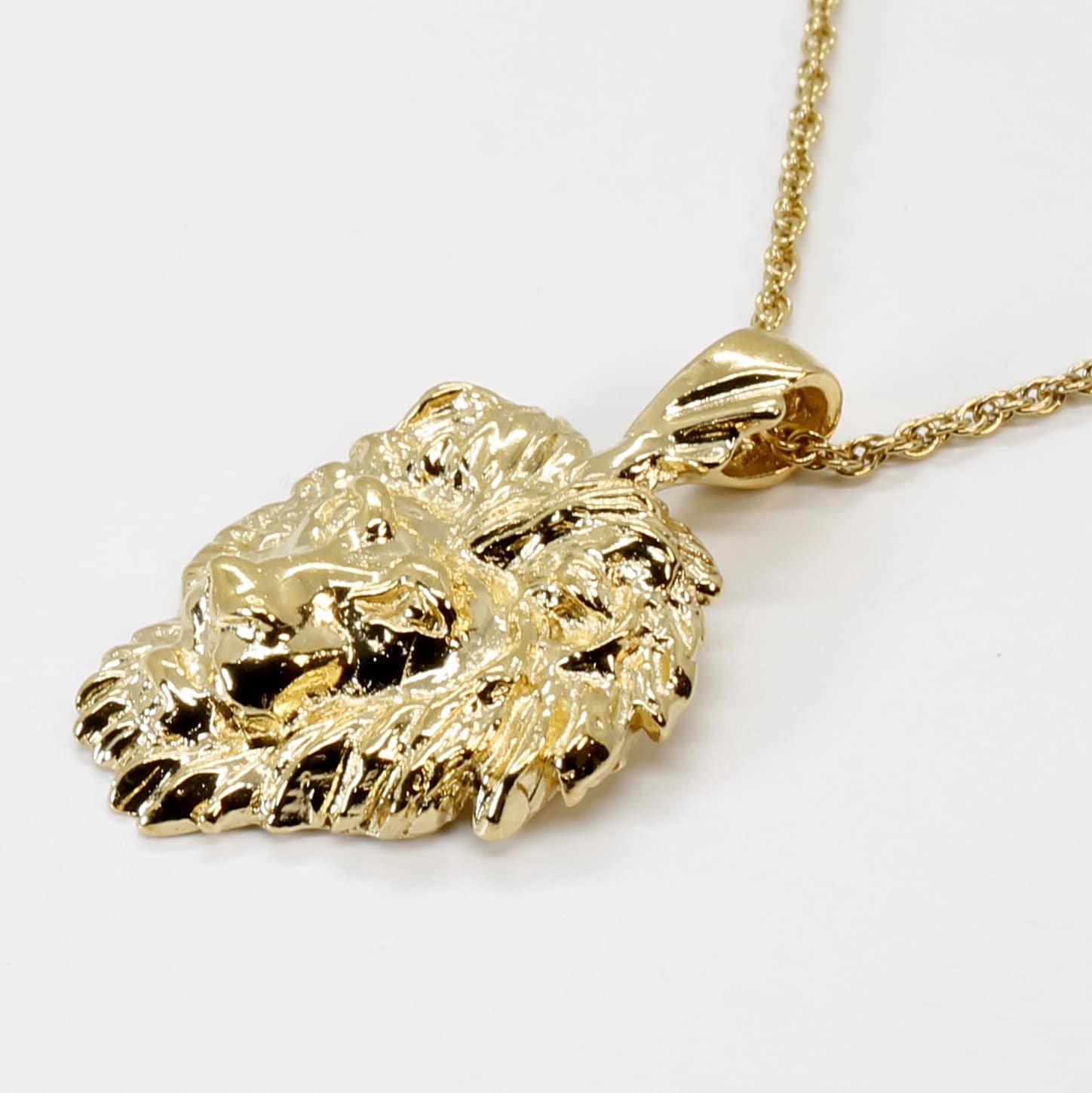 Gold Lion Head Necklace on 18 Chain in 14kt Gold | Etsy