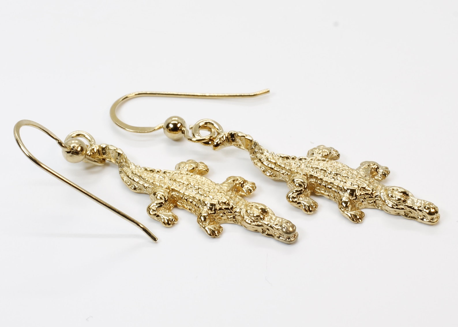 Alligator Jewelry Alligator Dangle Earrrings in 14kt. Yellow | Etsy