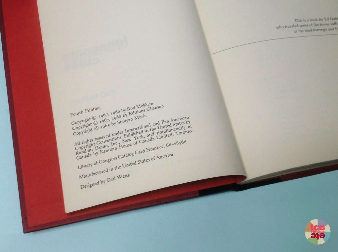 1968 Lonesome Cities Rod Mckuen Love Poems Ode to Cities - Etsy