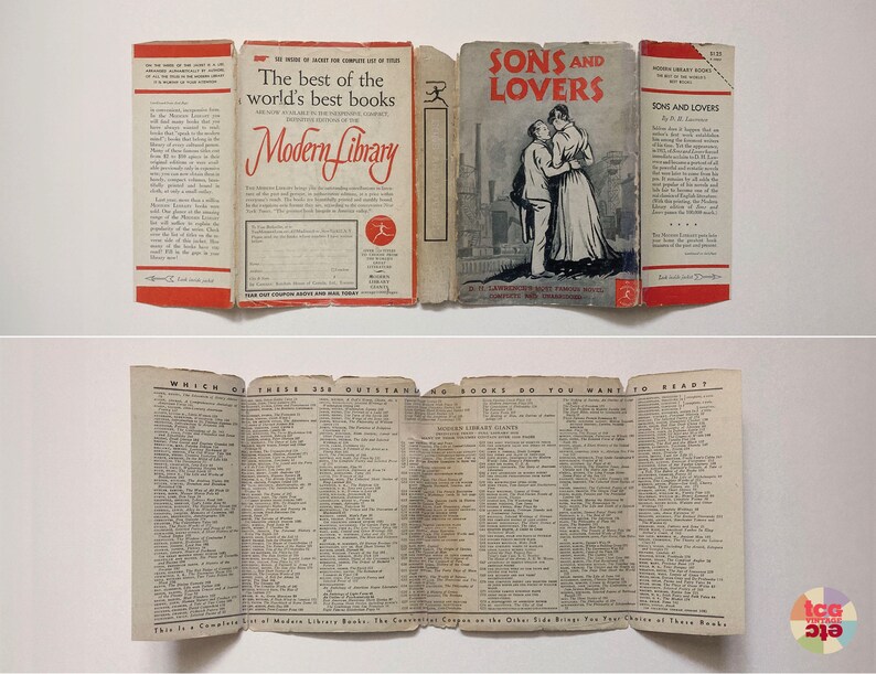 Vintage 1920s Sons and Lovers, D.H. Lawrence, Hardcover & DJ, Modern ...