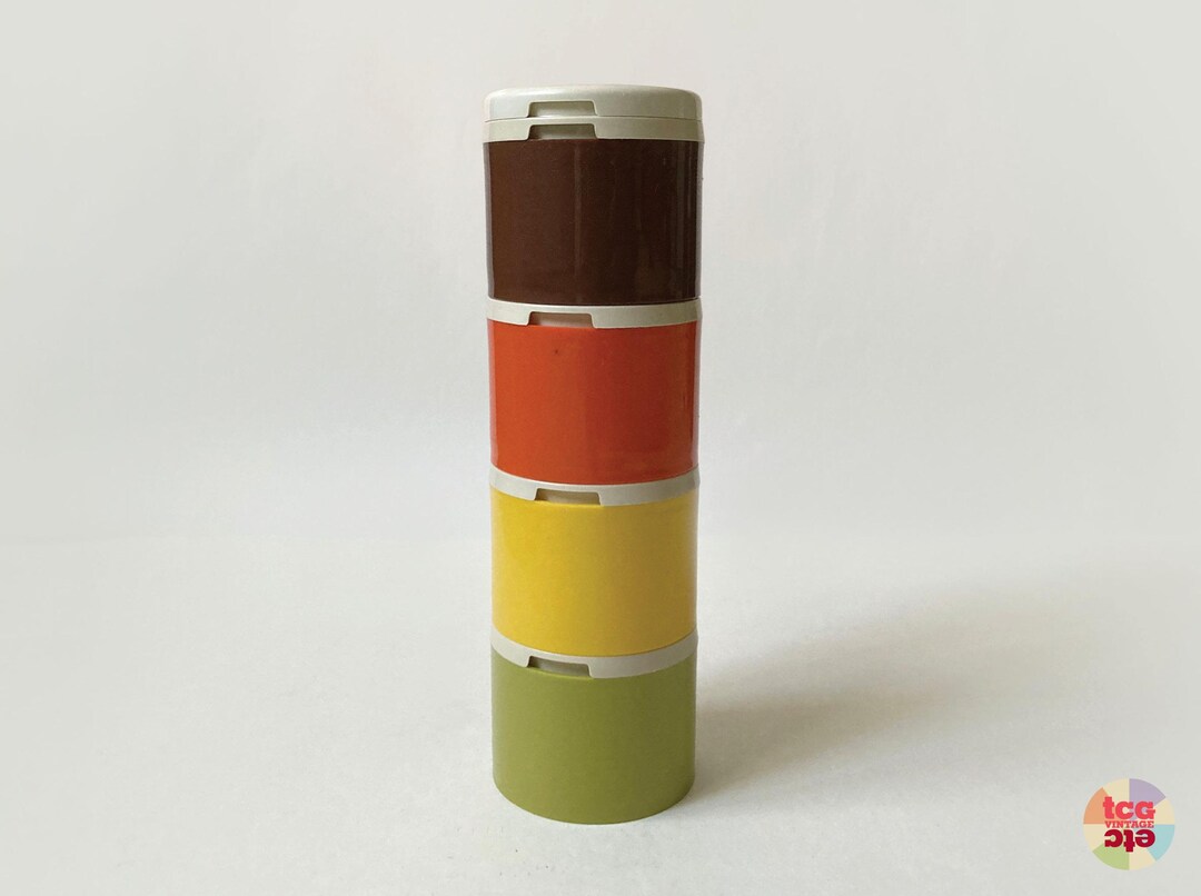 1970s Tupperware Stacking Spice Shakers, 4 Harvest Colors, Spanish ...