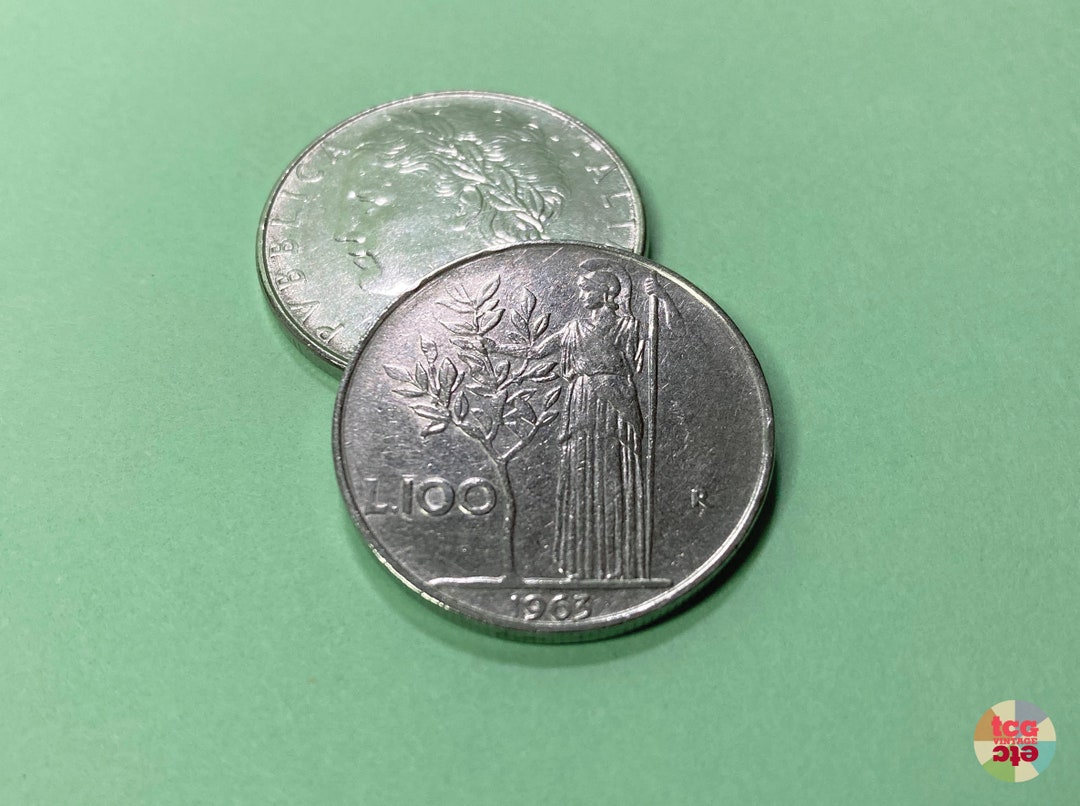 1960-80s Italian Lire Coins, Set of 2, Italian Currency, 100 Lira Coins ...