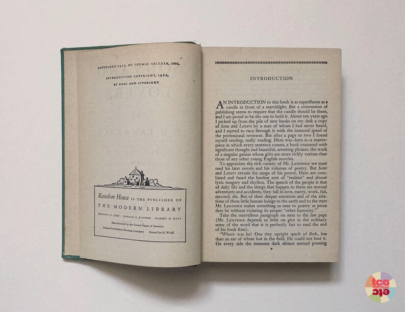 Vintage 1920s Sons and Lovers, D.H. Lawrence, Hardcover & DJ, Modern ...