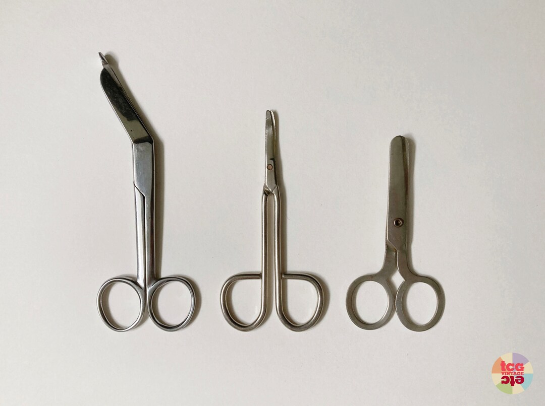 1960-70s Scissors Trio, Suture, Angled, Child's Scissors, Mid Century ...