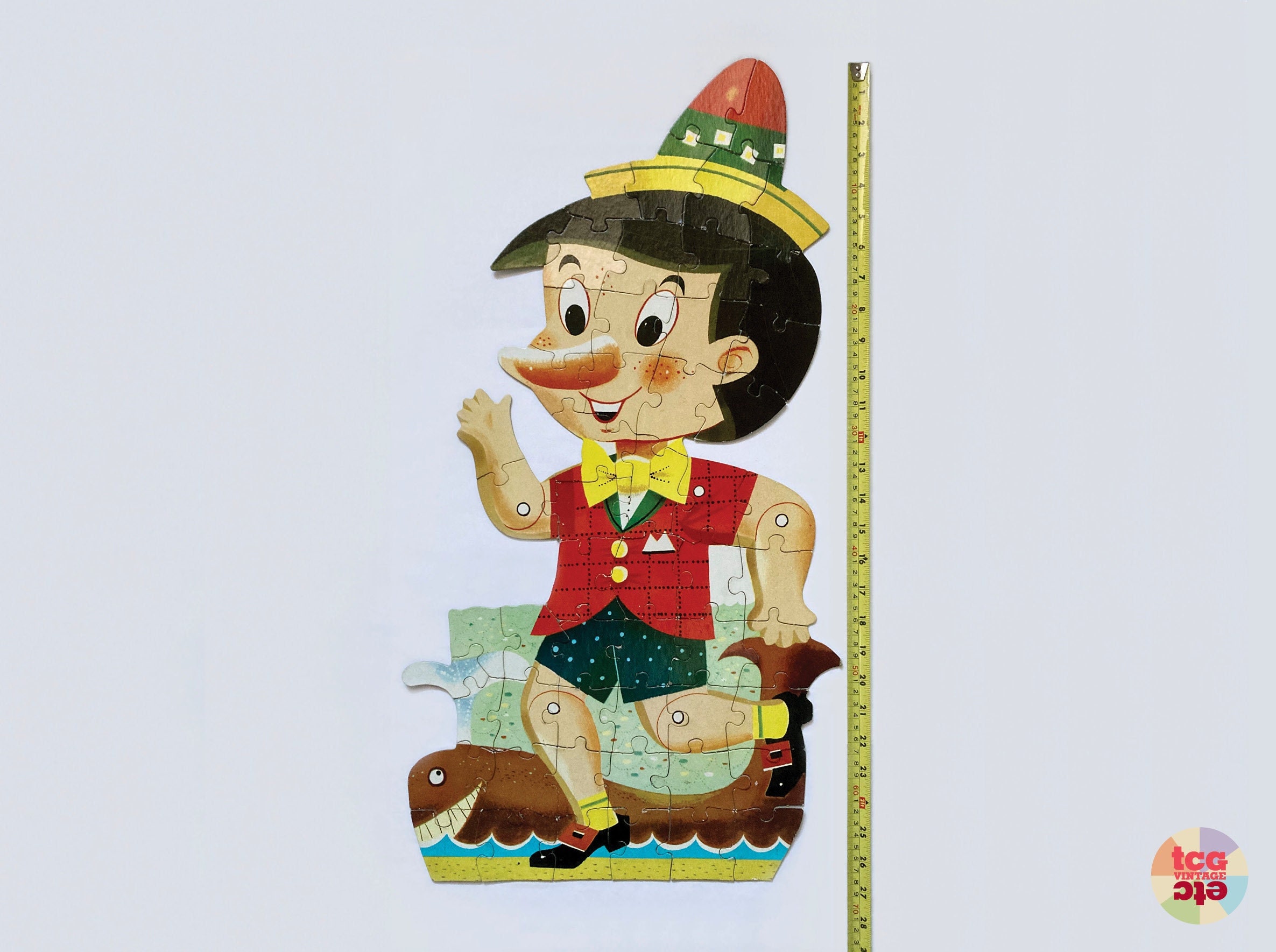1960s Giant Pinocchio Jigsaw Puzzle, 50 Large Pieces, Tube Container ...