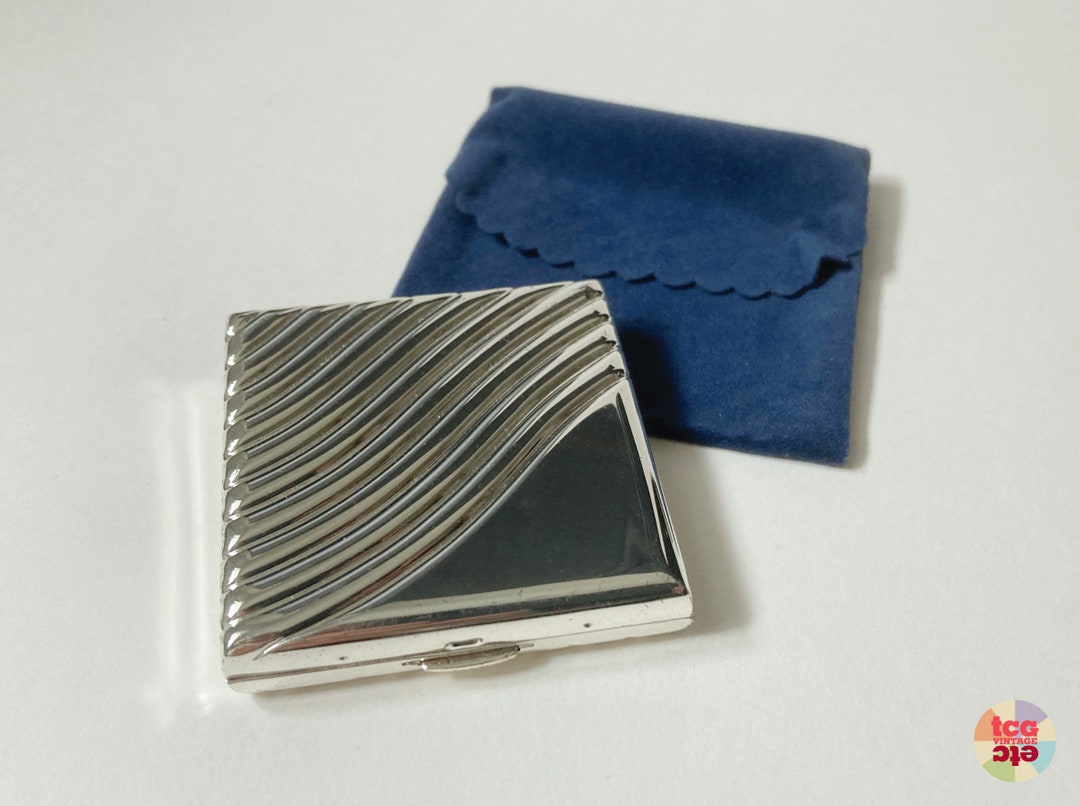 1980s Estée Lauder Silverstream Compact Gift Set, Blue Soft-slip Pouch ...