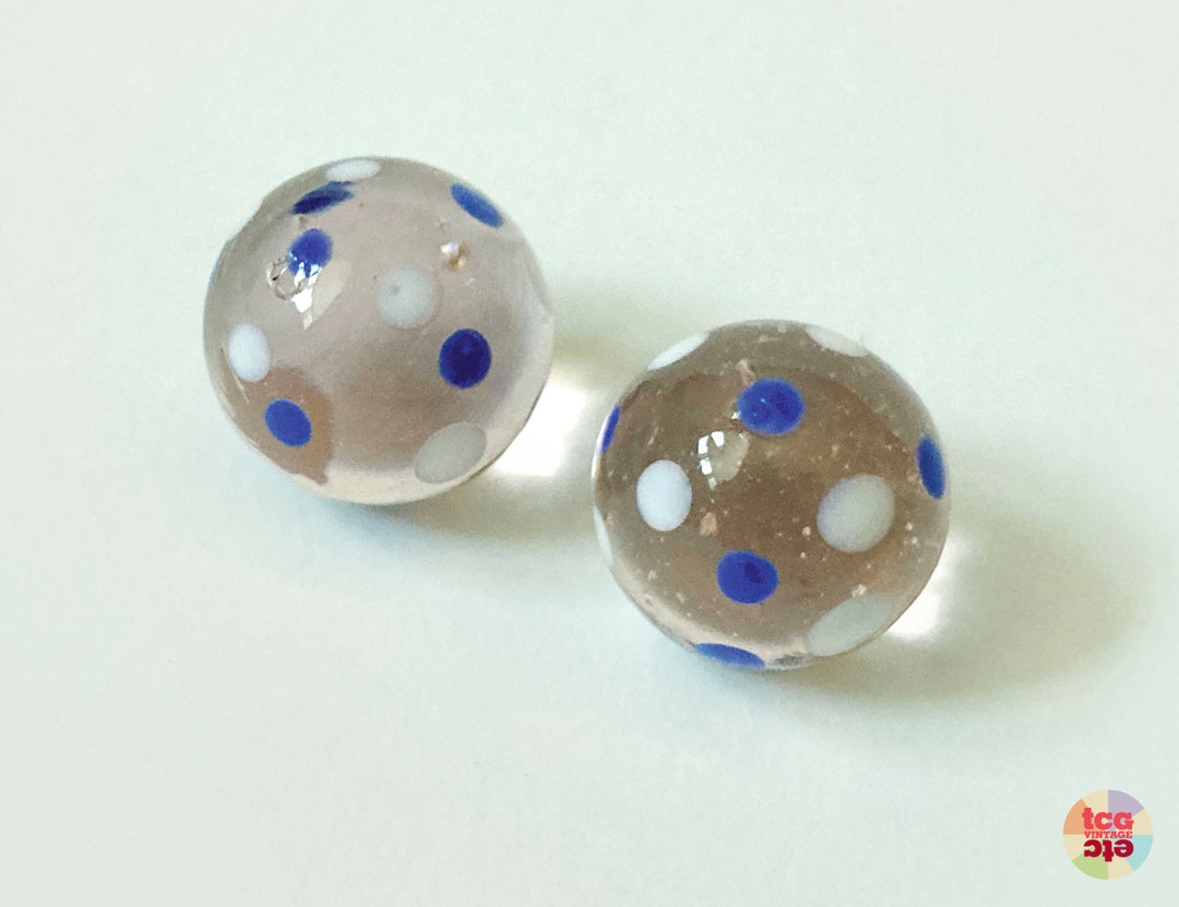 Vintage Dotted Glass Handmade Balls Set of 2 22-23mm - Etsy