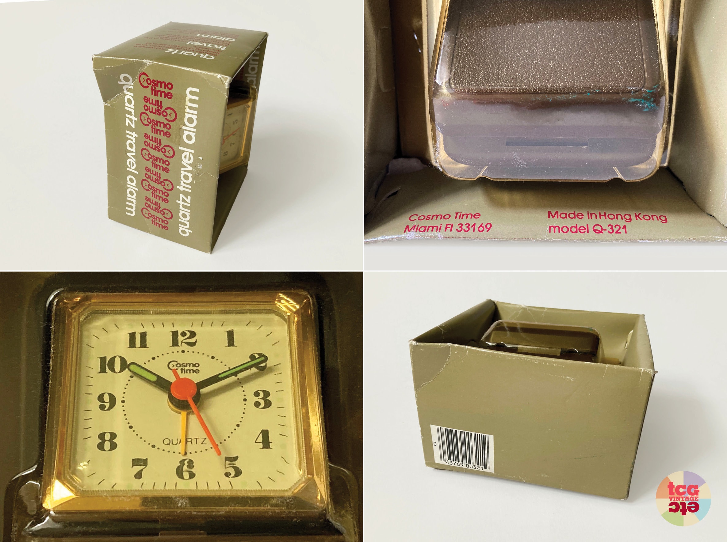 1970s Travel Alarm Folding Clock, Cosmo Time, Case, Quartz, Gold Tone ...