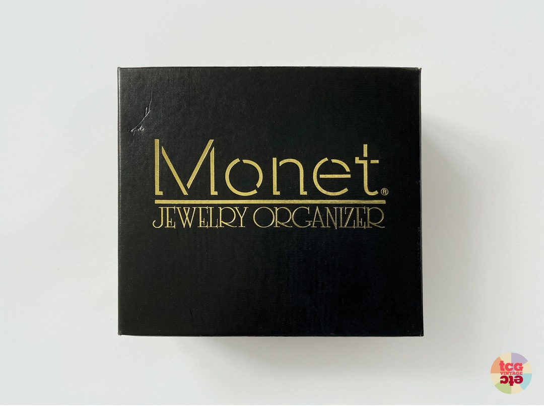 Vintage Monet Jewelry Organizer, Black/gold Jewelry Case, Hinge Opening ...