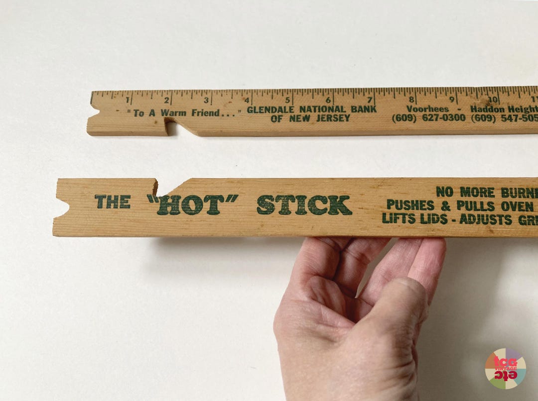1970s Hot Sticks + Rulers, 2, Measuring/cooking Tools, Wooden Rulers ...