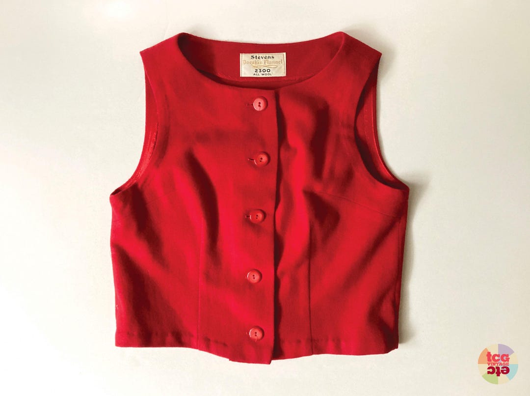 1950s Mod Red Wool Top, Stevens Doeskin Flannel, Mid Century Fashion ...