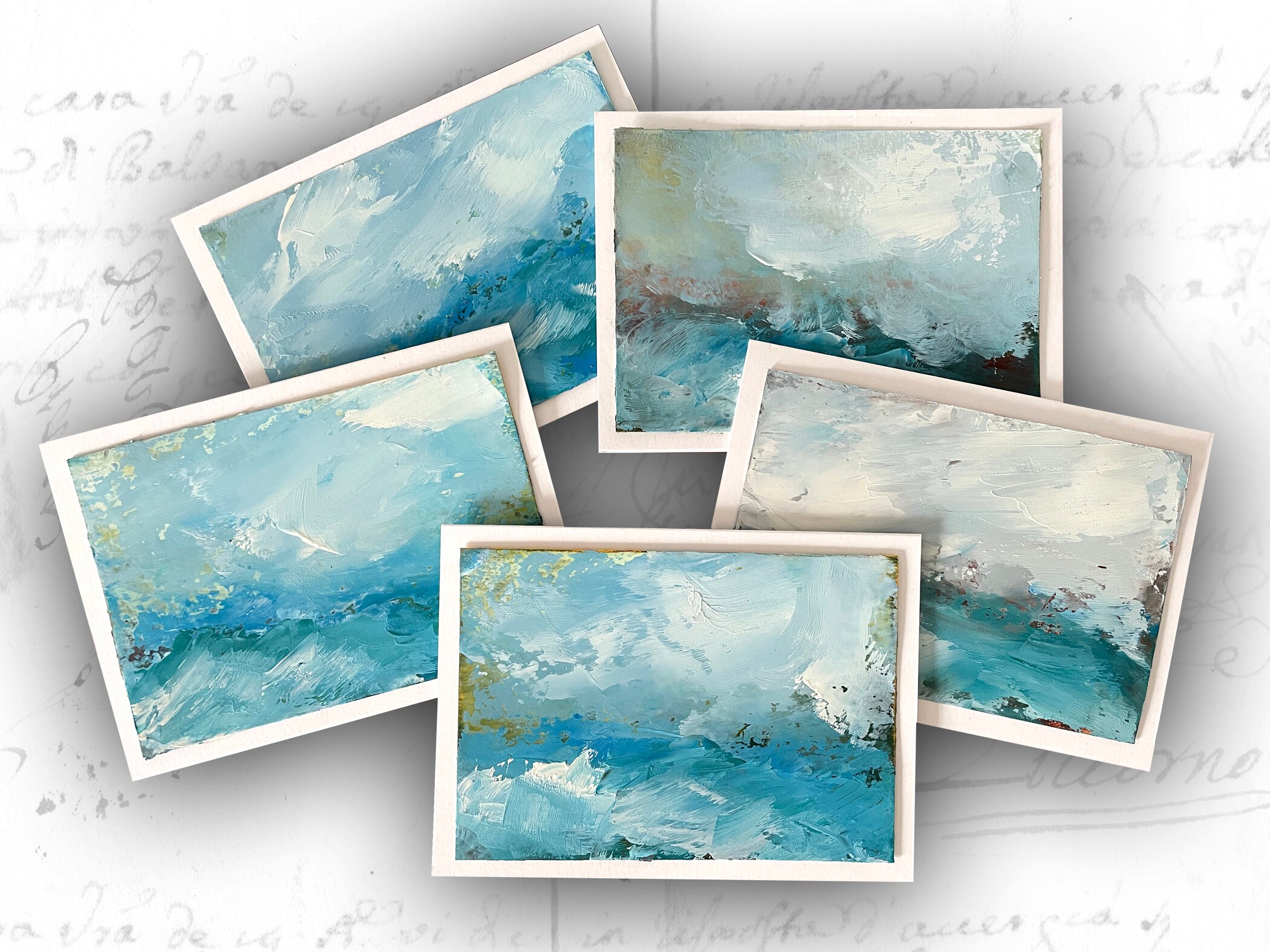 Set of Hand Painted Cards With Ocean Scenes Original Painting - Etsy