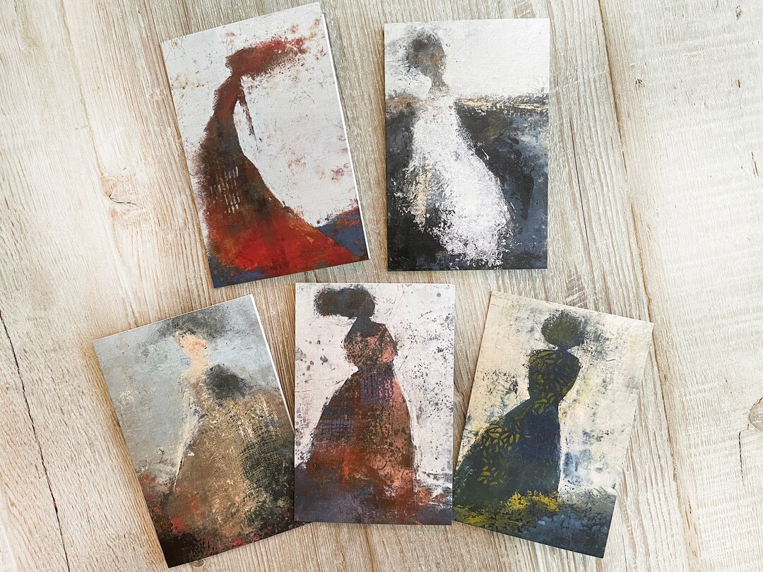 Blank Note Cards With Original Figure Art, Set of 5 Blank Note Cards ...
