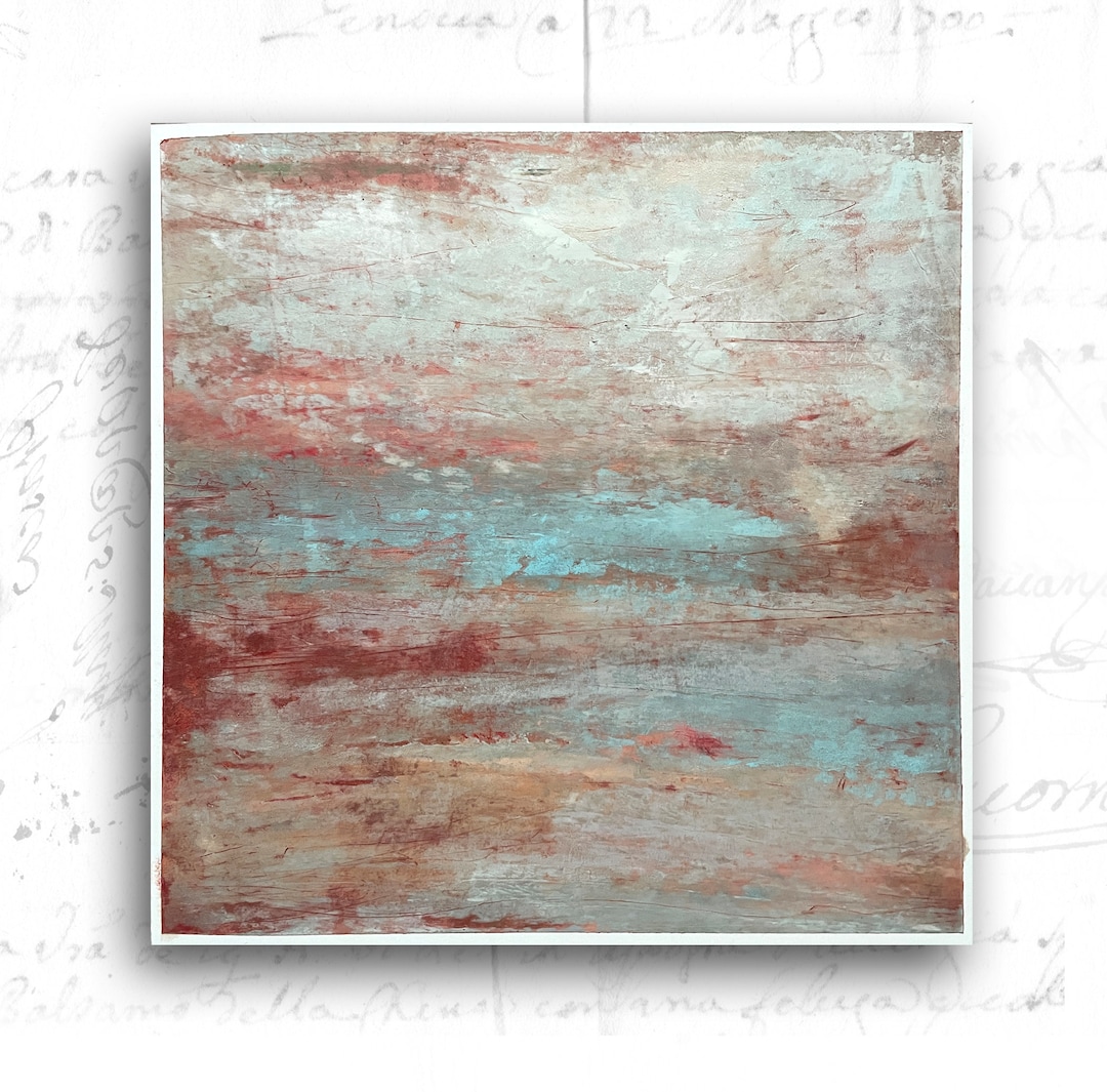 Abstract Watery Landscape Painting: Cold Wax Art on Paper (10x10) - Etsy
